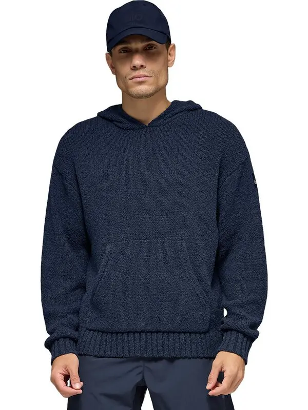 Alo Yoga Textured Knit Relaxed Fit Hoodie - Navy
