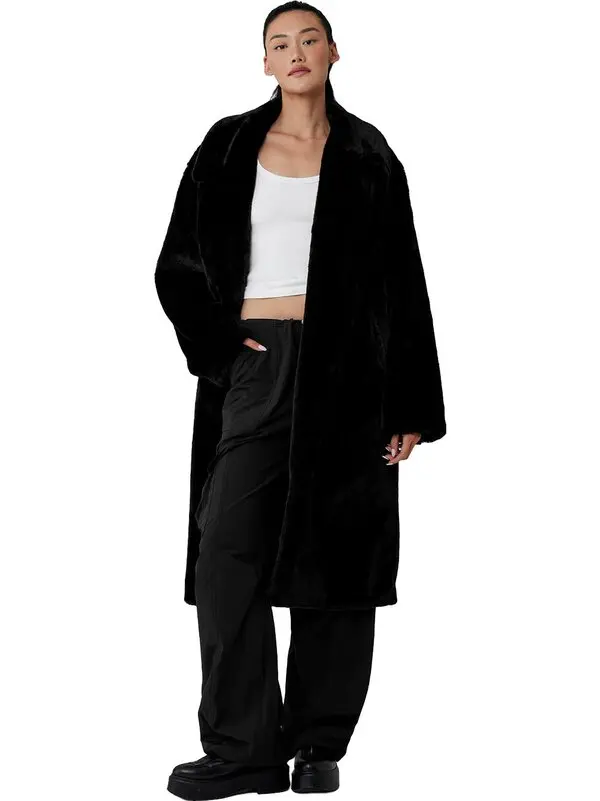 Alo Yoga Oversized Faux Fur Trench Coat - Black