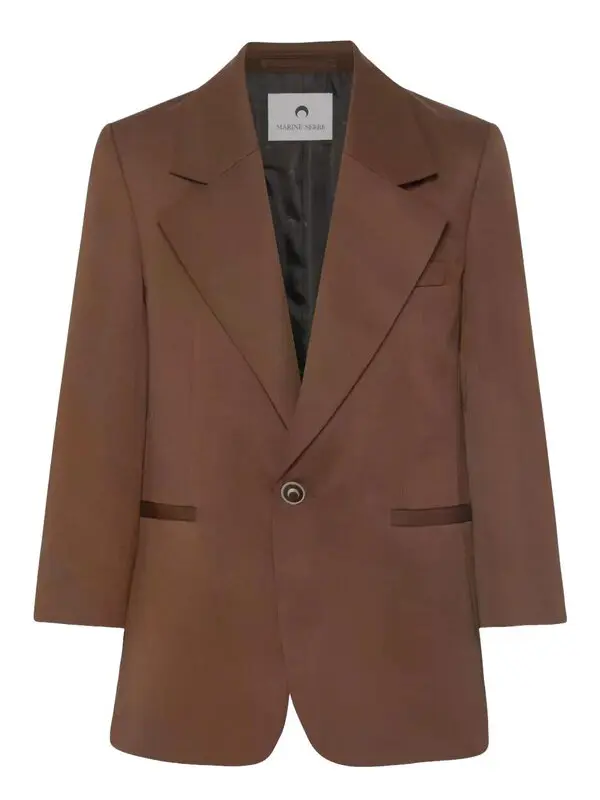 MARINE SERRE Wool Boxy Blazer - Brown