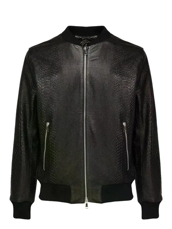 GIULIANO GALIANO Miami Zip Leather Jacket - Black