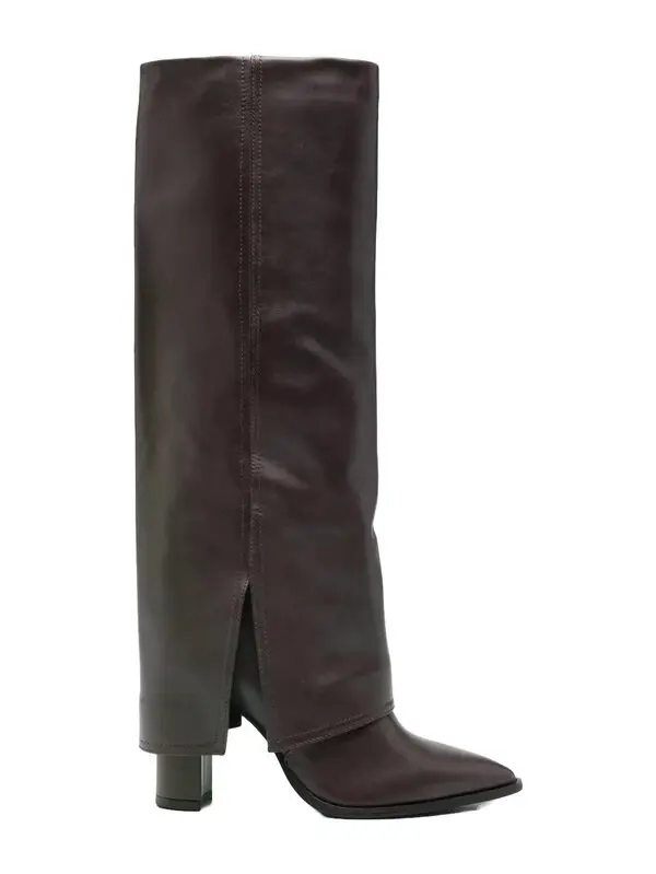 GISEL MOIRE 90mm Teddy Pointed-toe Boots - Brown