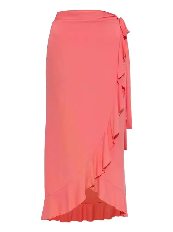 Melissa Odabash Ruffled-trim Tie-fastening Midi Skirt - Pink