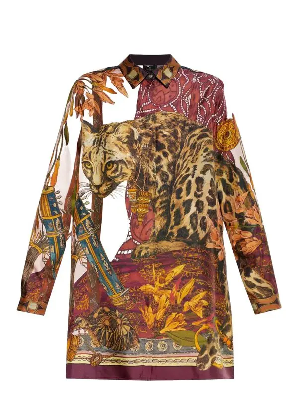 Etro Animal-print Long-sleeve Shirt - Brown