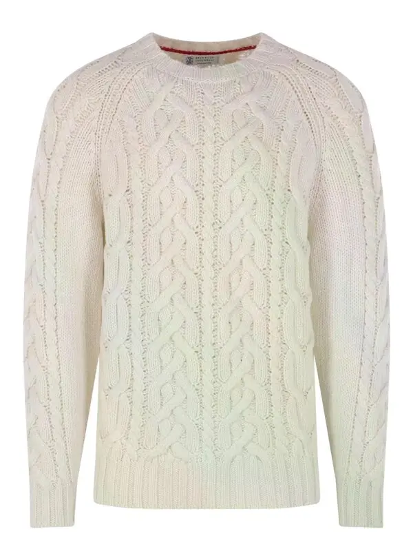 Brunello Cucinelli Cable-knit Crew-neck Sweater - Neutrals