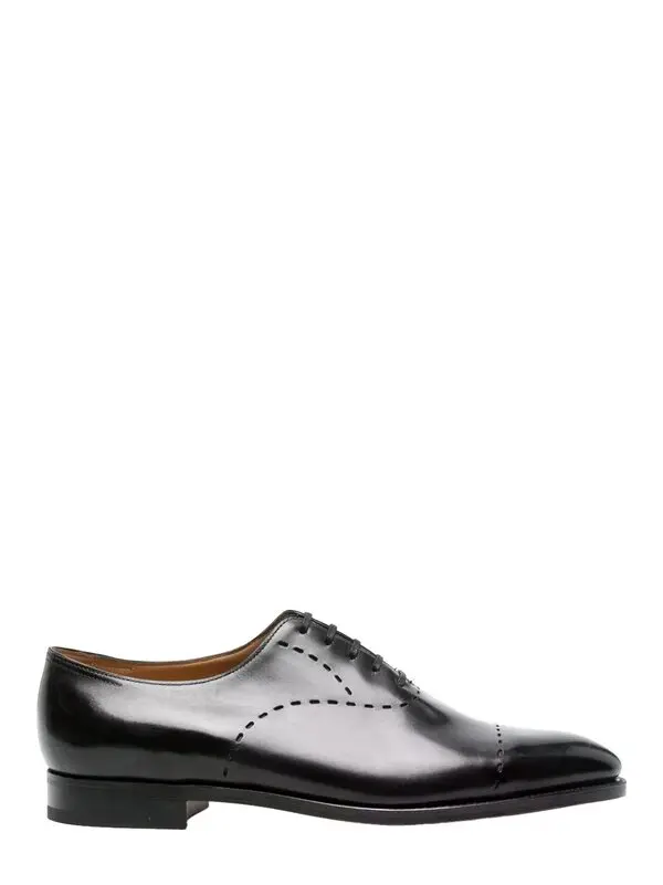 John Lobb Debossed-detailing Leather Oxford Shoes - Black