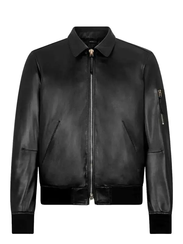 TOM FORD Leather Collar Jacket - Black