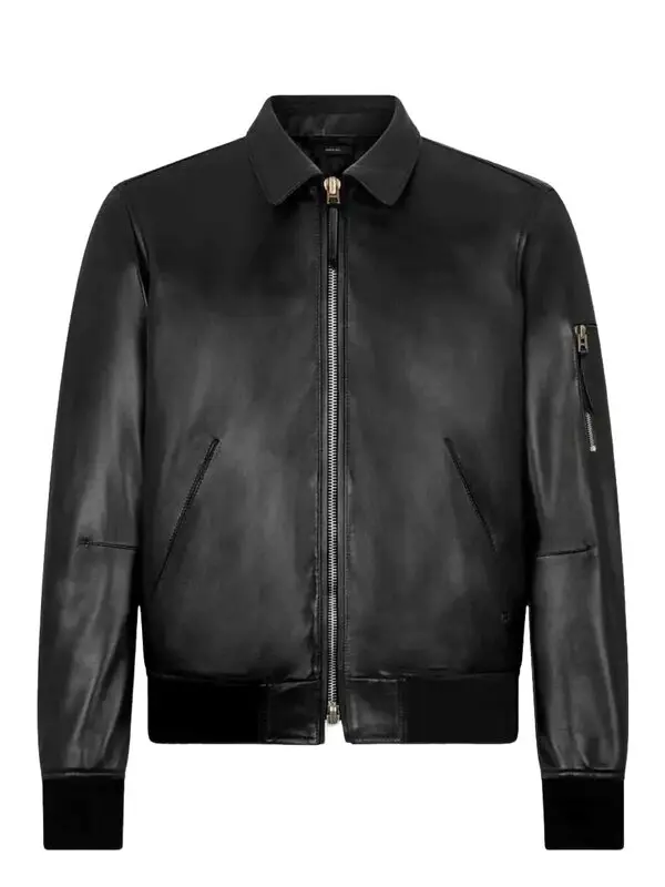 TOM FORD Leather Collar Jacket - Black