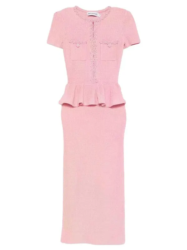 SELF-PORTRAIT Peplum Midi Dress - Pink