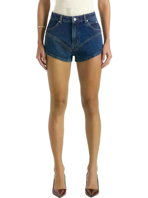 Manière De Voir Sculpted Denim Shorts - Blue