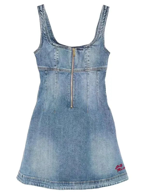 SELF-PORTRAIT Denim Zip Mini Dress - Blue