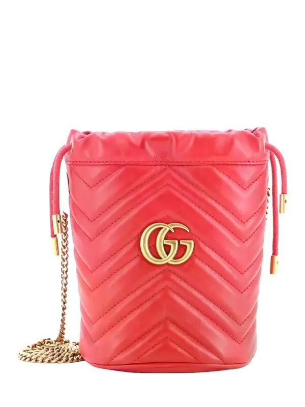 Gucci Gg Marmont Matelassé Leather Mini Bucket Bag - Red