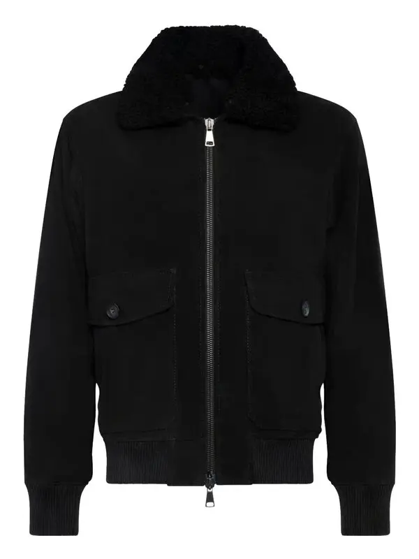 FRANZESE COLLECTION Detachable Collar Jacket - Black