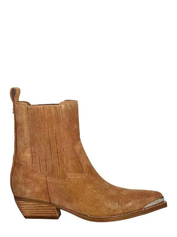Guess Pointed Toe Boots With Metal Detail - Brown
