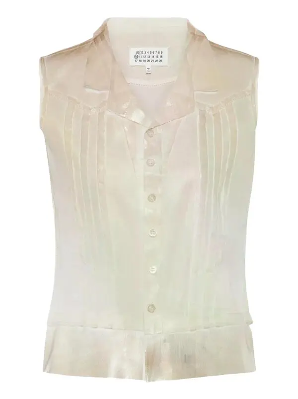 MAISON MARGIELA Perforated Sleeveless Shirt - Neutrals