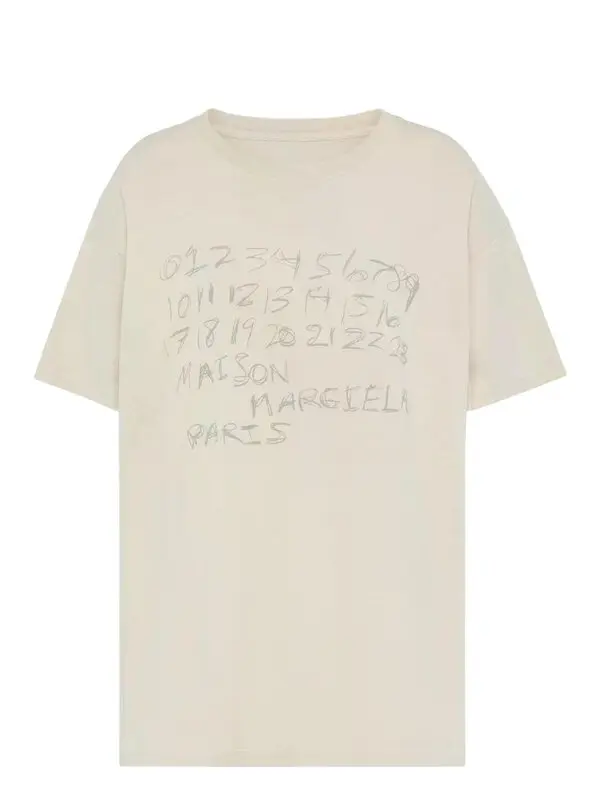 MAISON MARGIELA Numbers-print Round-neck T-shirt - Neutrals