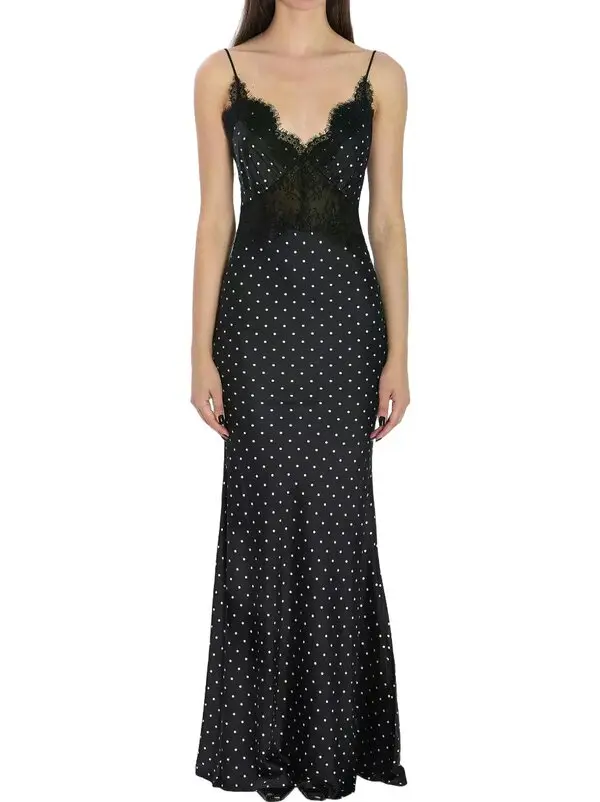 SELF-PORTRAIT Polka-dot Lace Maxi Dress - Black