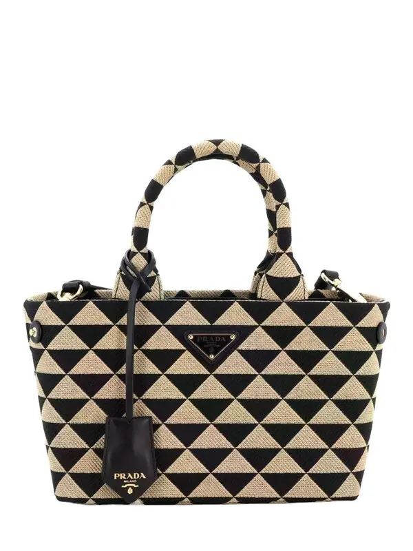 Prada Symbole Jacquard Small Tote Bag - Black