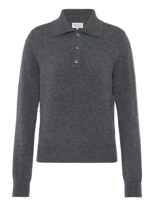 MAISON MARGIELA Buttoned Collar Wool Top - Grey