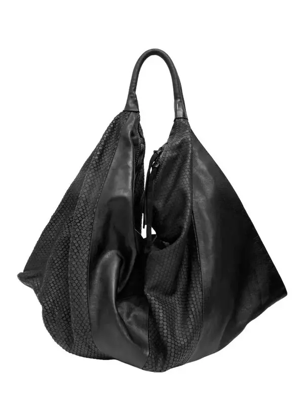 SOMMET Snakeskin-embossed Shoulder Bag - Black