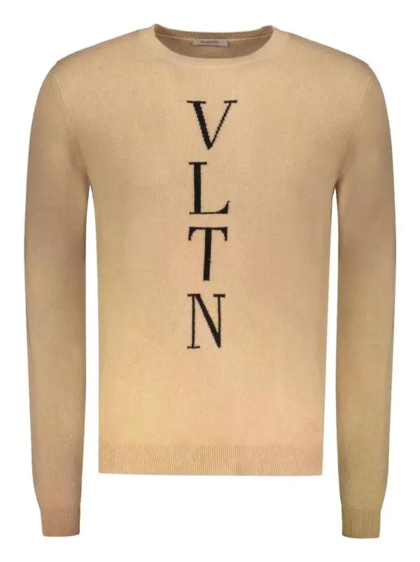 Valentino Garavani Logo-detail Ribbed Sweater - Neutrals