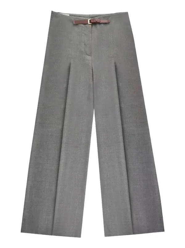SLOWEAR Buckle-strap Wide-leg Trousers - Grey