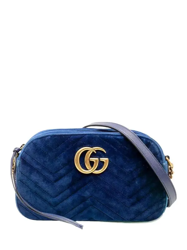 Gucci Gg Marmont Matelassé Velvet Crossbody Bag - Blue