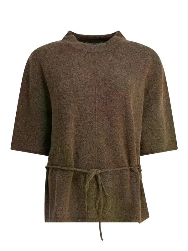 UMARMUNG Belted Knit Top - Brown