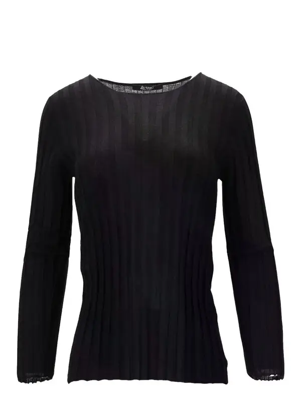 LA ROSE Ribbed Long-sleeve Sweater - Black