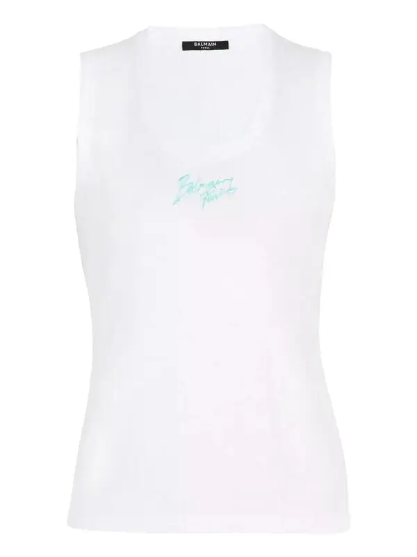 Balmain Logo-print Tank Top - White