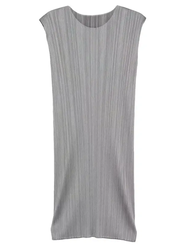 Issey Miyake Pleated Sleeveless Midi Dress - Grey