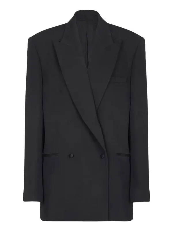 Balmain Grain-de-poudre Double-breasted Blazer - Black