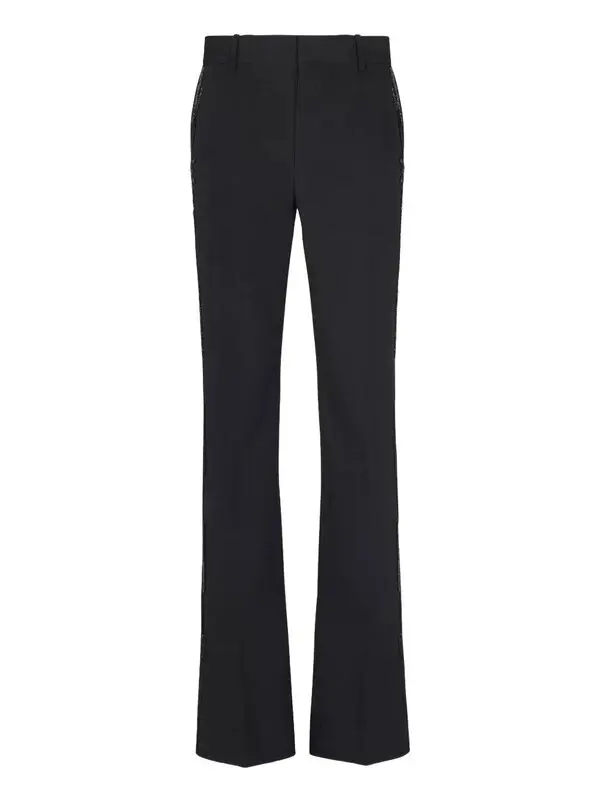 Balmain Crystal-embellished Wool Trousers - Black