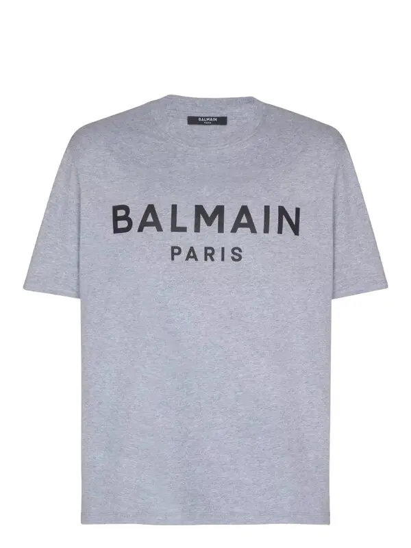 Balmain Printed Cotton T-shirt - Grey