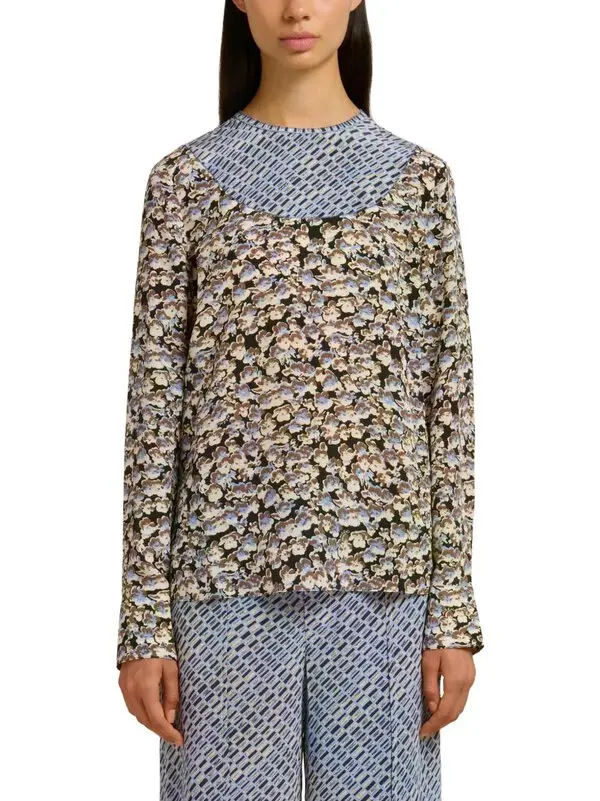 Marni Floral-print Long-sleeve Shirt - Blue