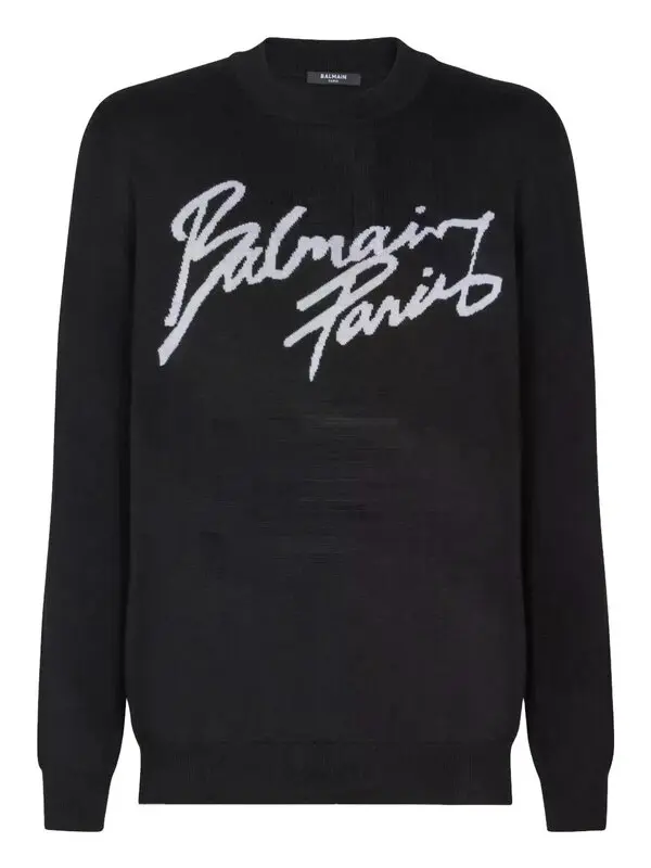 Balmain Crew-neck Wool Sweater - Black