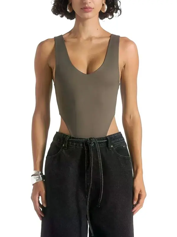Manière De Voir Noa Plunging V-neck Bodysuit - Brown