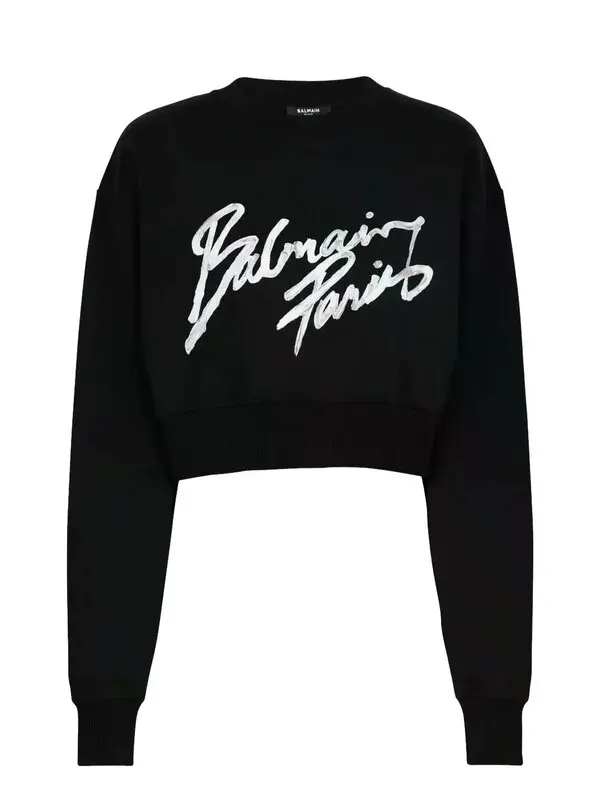 Balmain Printed Cotton Sweatshirt - Black