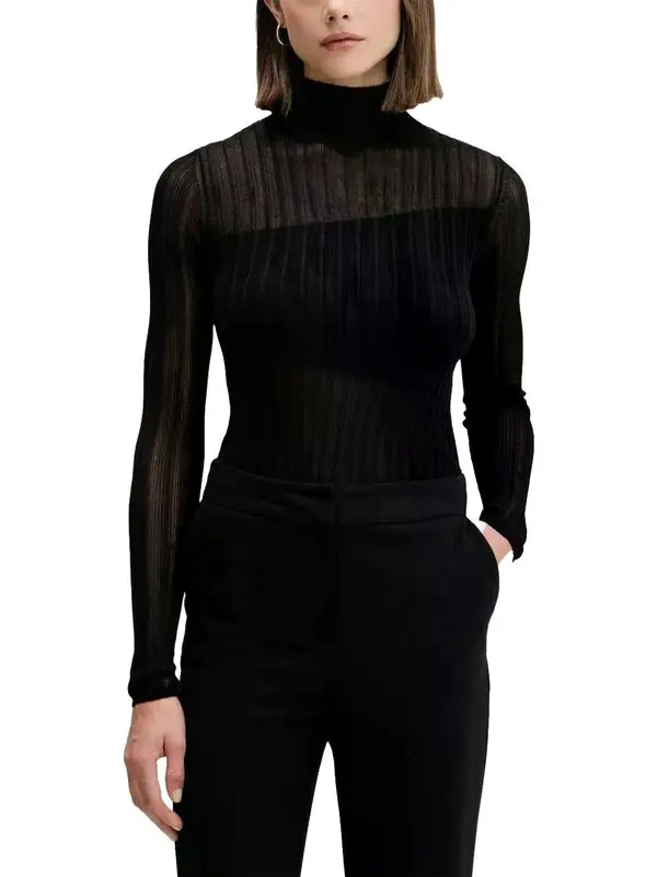 Hugo Sheer Ribbed Top - Black