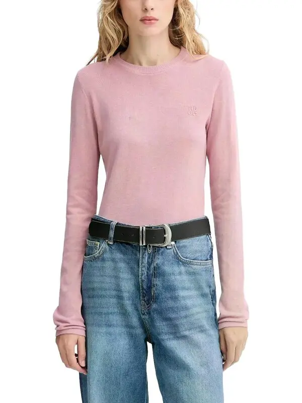 Hugo Embroidered-logo Sweater - Pink