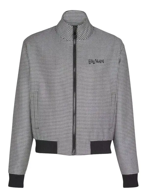 Balmain Houndstooth Zip Jacket - White