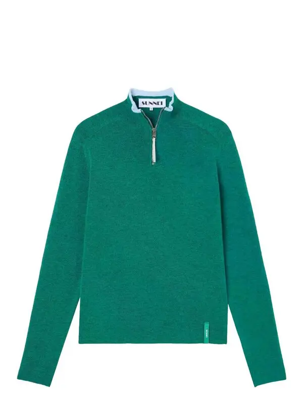Sunnei Half-zipped Long-sleeve Sweater - Green