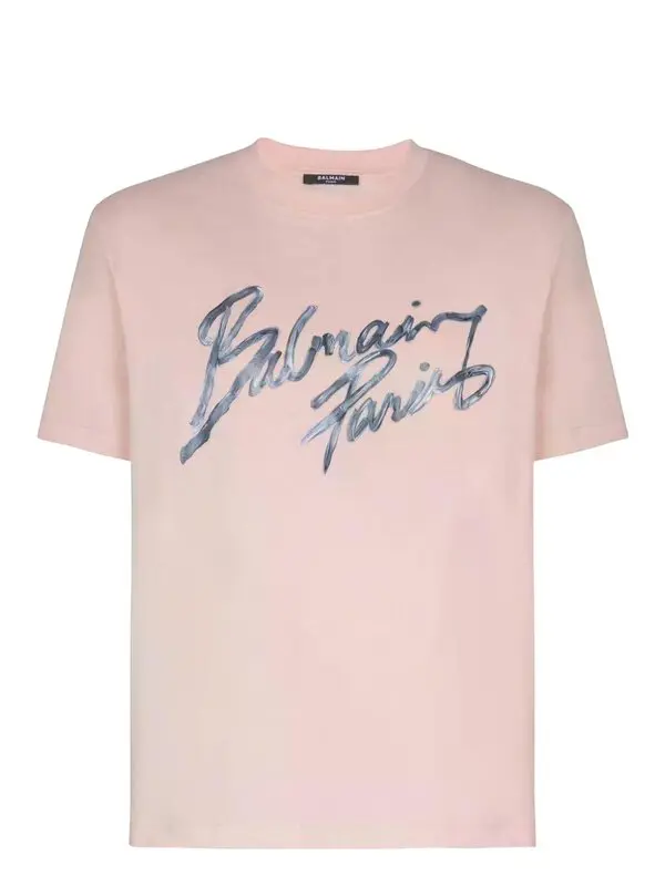 Balmain Printed Cotton T-shirt - Pink