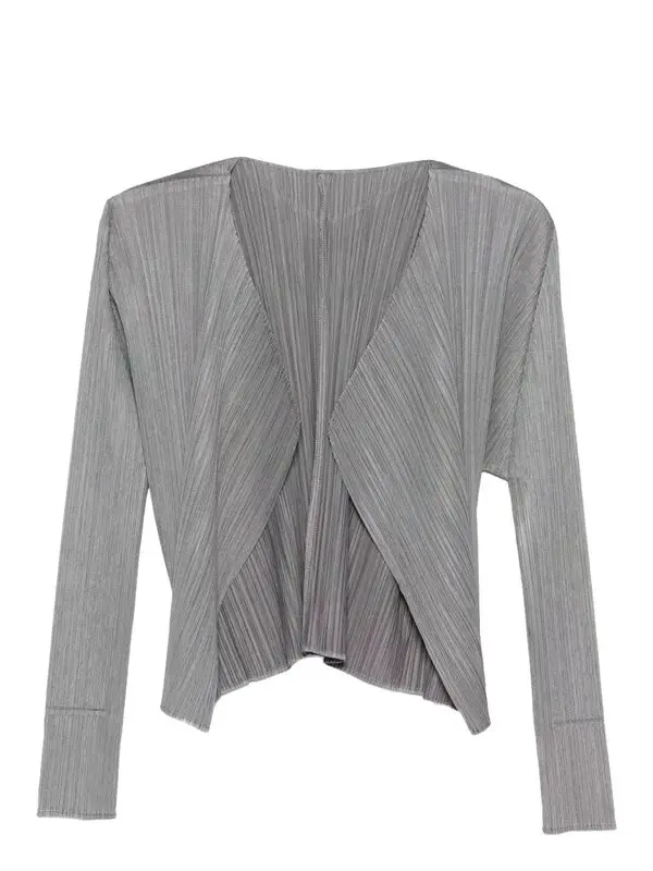Issey Miyake Pleated Long-sleeve Cardigan - Grey