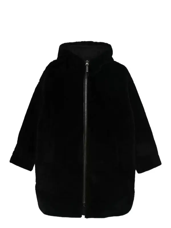 YVES SALOMON Hooded Zip-up Coat - Black