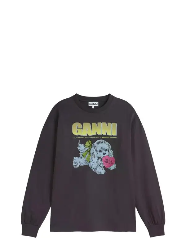 GANNI Graphic-print Sweatshirt - Grey