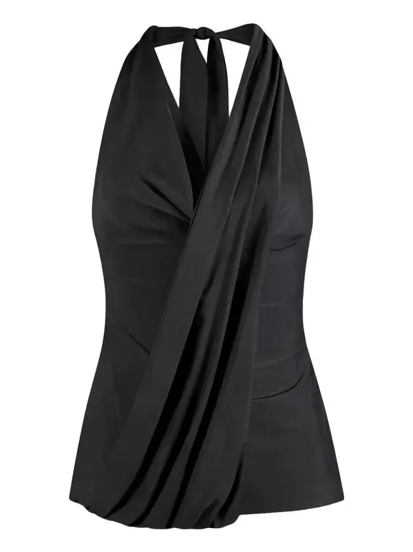 Manière De Voir Draped Halterneck Top - Black