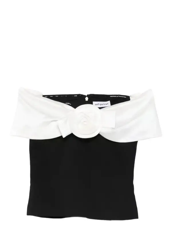 SELF-PORTRAIT Crepe Off-shoulder Top - Black