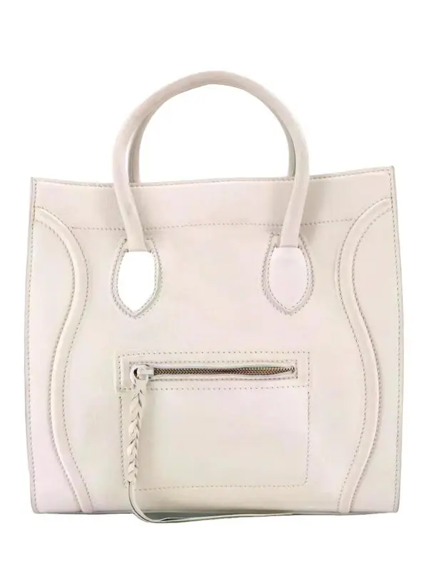 Celine Phantom Grainy Leather Medium Tote Bag - White