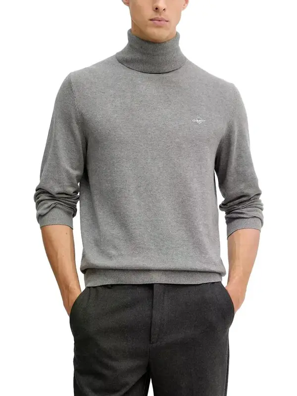 Gant Roll-neck Logo Sweater - Grey