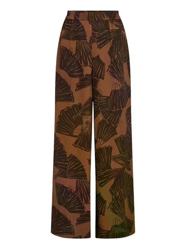Karl Lagerfeld Fan-print Flared Pants - Brown